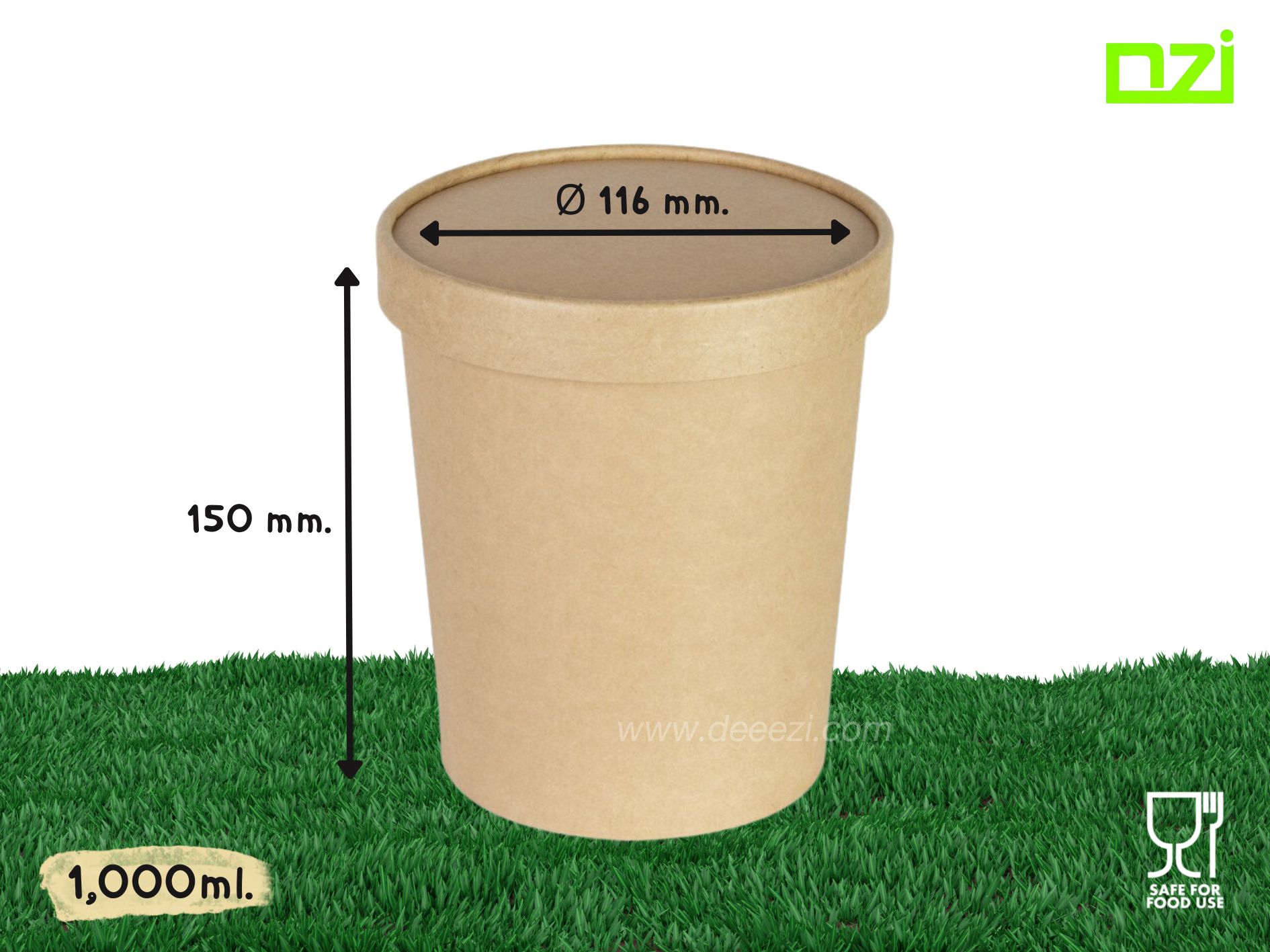 DSI : ถ้วยคราฟท์ 1,000 ml. 32 OZ พร้อมฝาทึบ