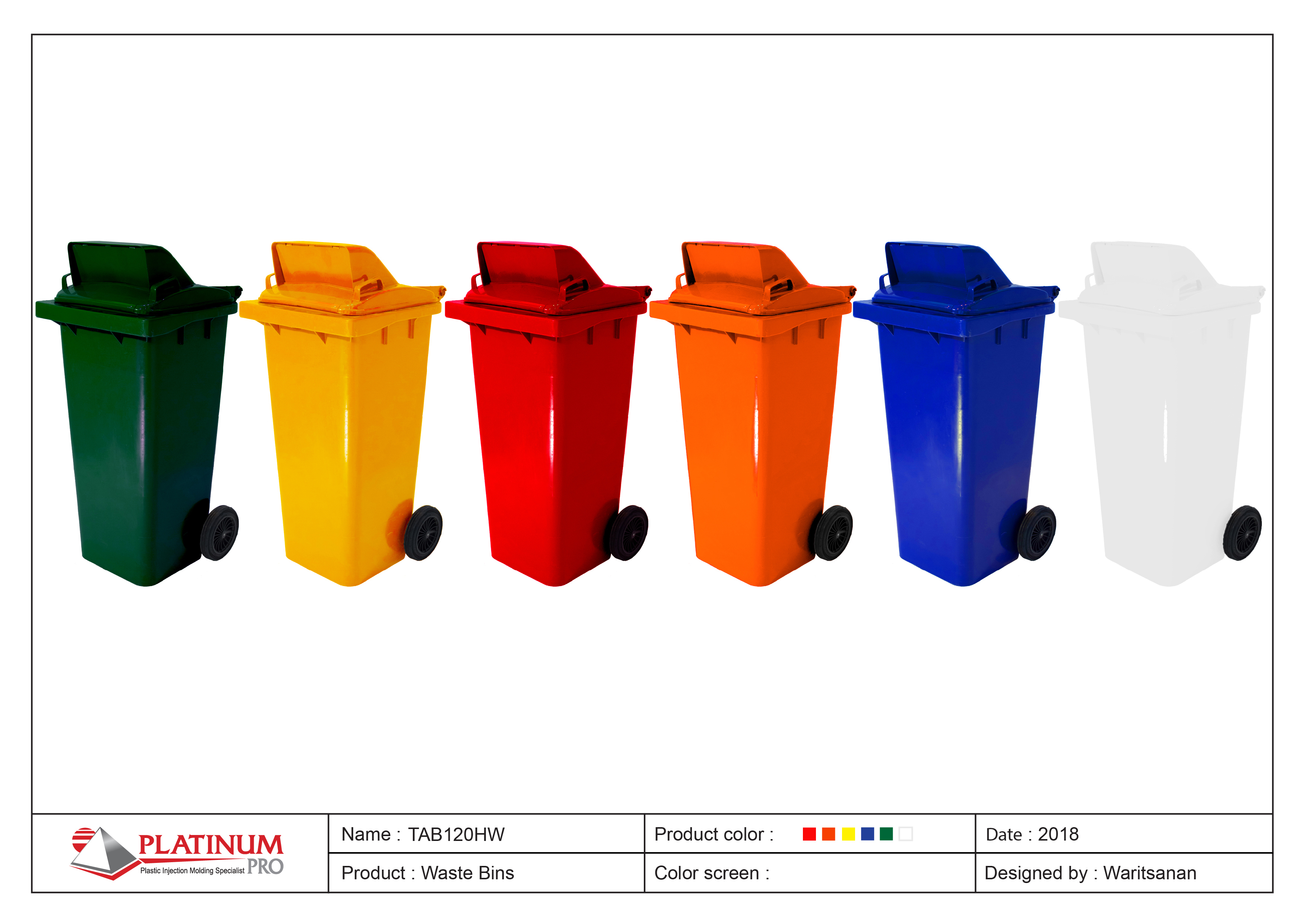 PRODUCT ถังขยะ 120 ลิตร / WASTE BINS : TAB120HW : บริษัท แพลตตินั่ม โปร ...