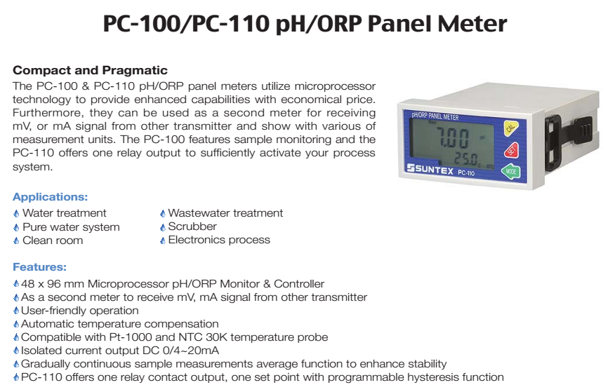 PRODUCT pH/ORP Panel Meter : บริษัท อีโค ไซเอนทิฟิค จำกัด | Eco ...