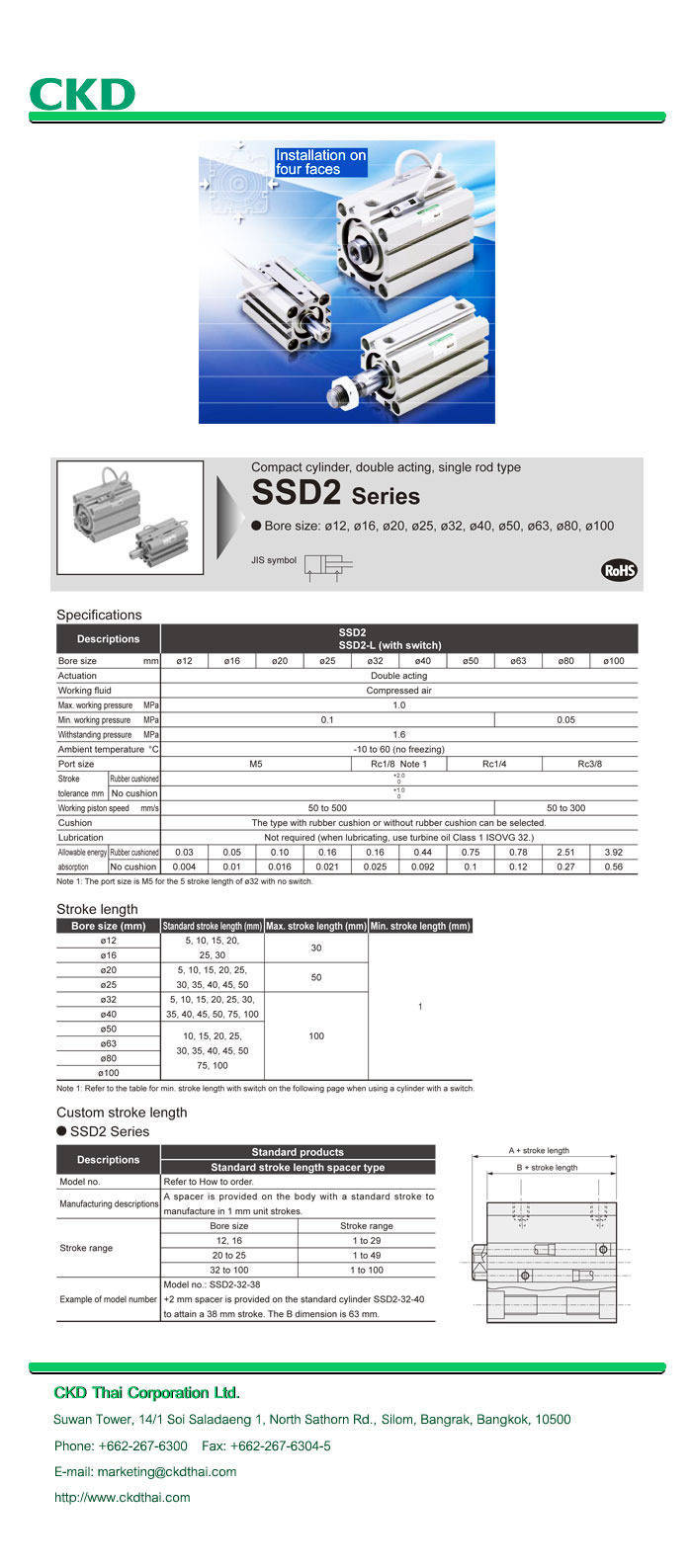 PRODUCT Compact Cylinder : SSD2 Series : ซีเคดี ไทย คอร์ปอเรชั่น จำกัด ...