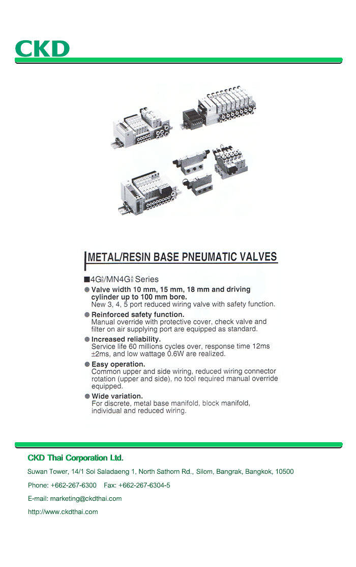 PRODUCT Metal / Resin Base Pneumatic Valves : MN4GA / MN4GB Series ...